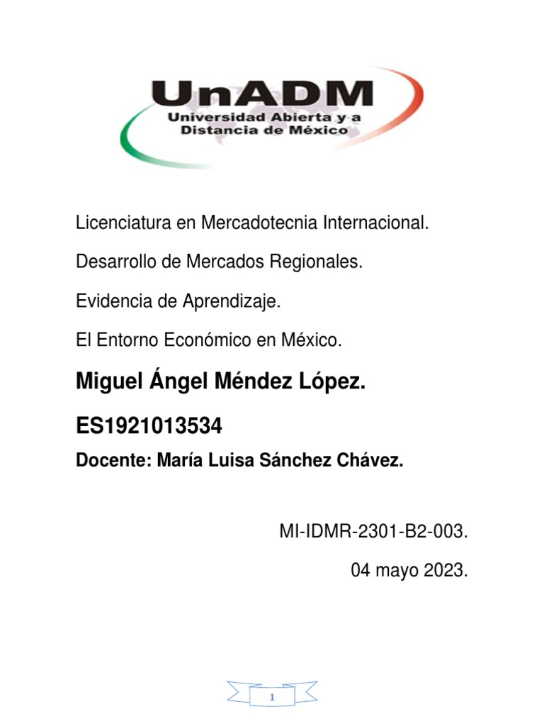 Idmr U1 Ea Miml | PDF | Inflación | Economias Idmr U1 Ea Miml | PDF | Inflación | Economias