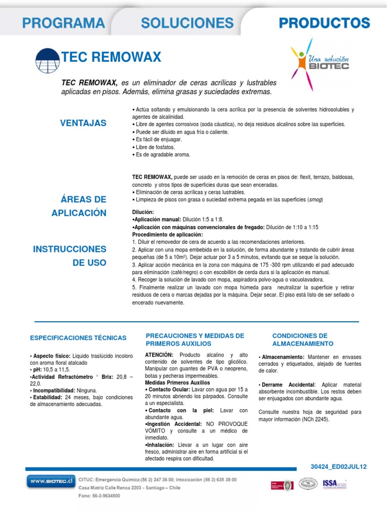 tec_remowax hoja de seguridad | PDF | Química | Materiales