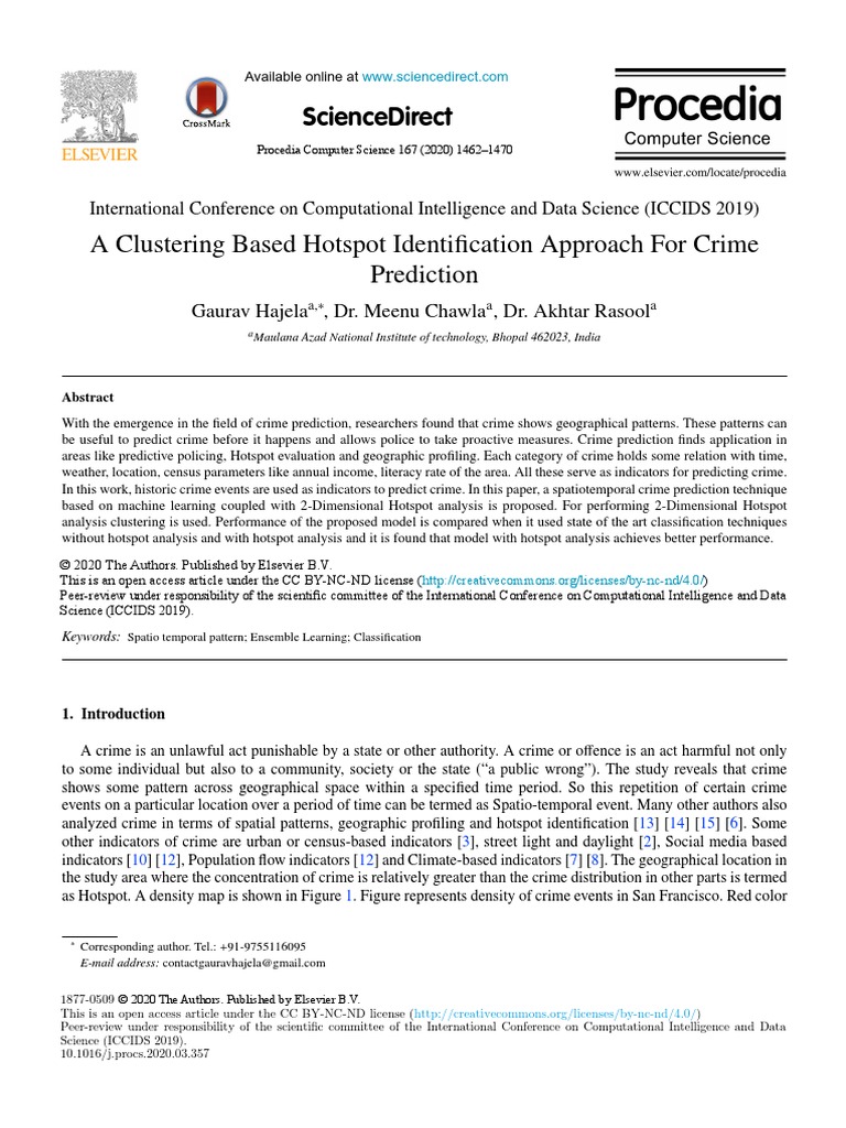 A Clustering Based Hotspot Identification Approach For Crime Pdf 0482