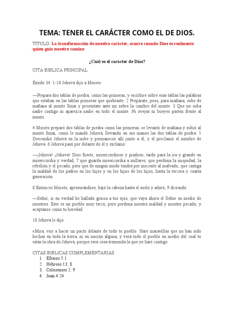 El carácter de Dios según la Biblia | PDF | Moisés | Amor