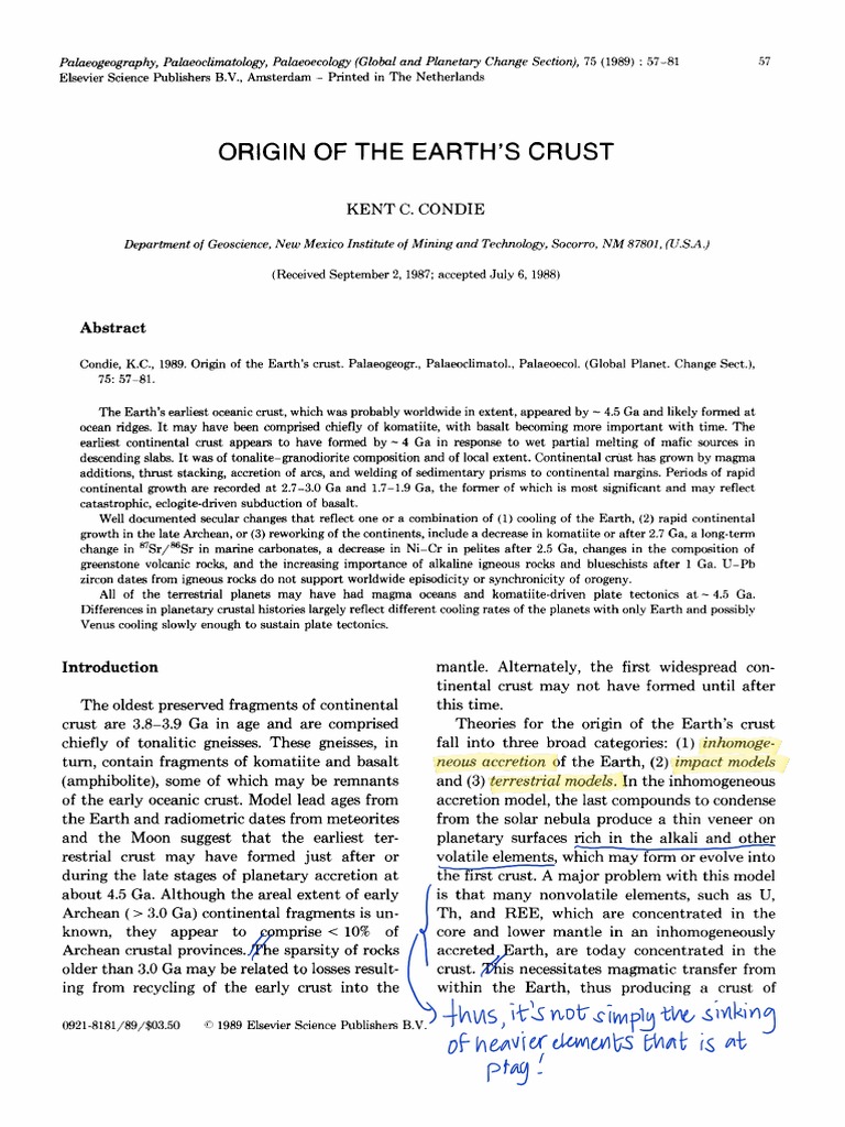 2 - CONDIE - Origin of The Earth - S Crust | PDF