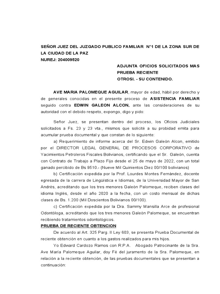 Prueba de Reciente Obtención. PALOMEQUE | PDF