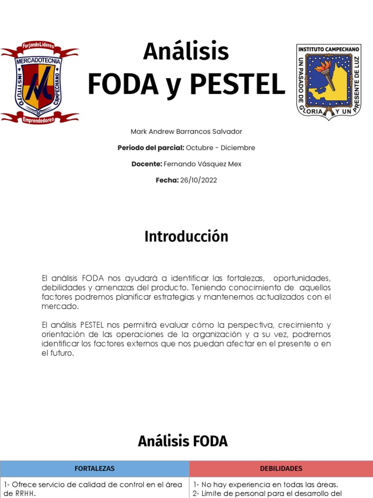 Análisis Foda y Pestel-4 | PDF | Análisis FODA | Gestión de recursos ...