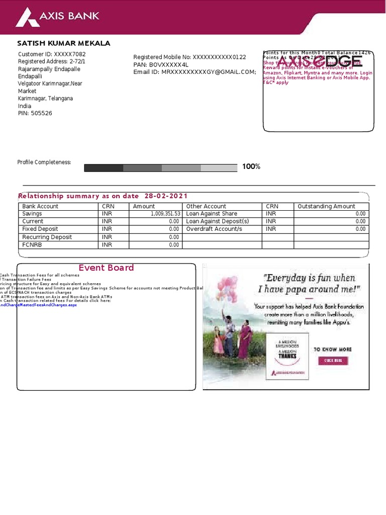 AXIS BANK Statement For February 2021-1 | PDF | Transaction Account ...