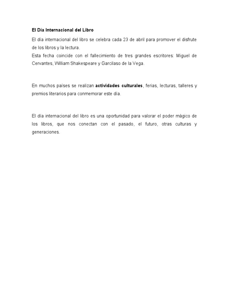 Día Internacional del Libro: 23 Abril | PDF