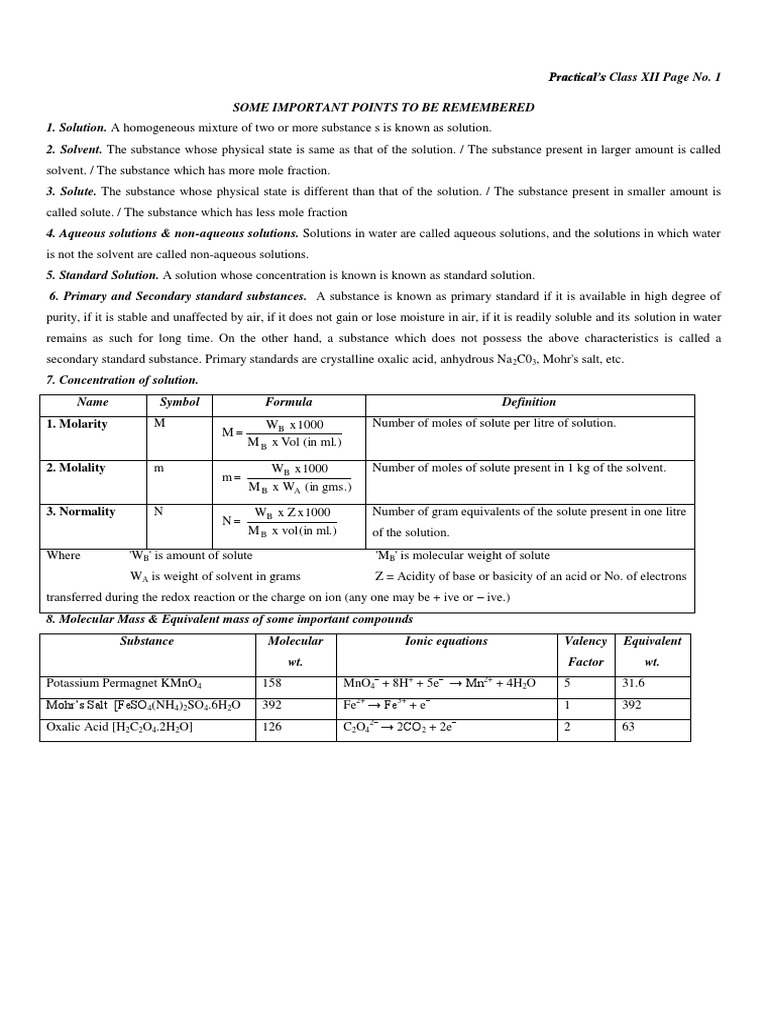 Class 12 Chemistry Practical Guide | PDF | Titration | Chemistry
