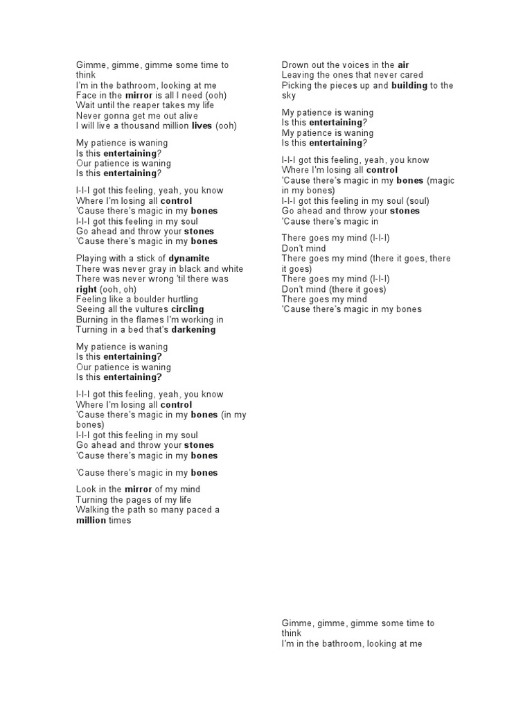 Bones Imagine Dragons | PDF