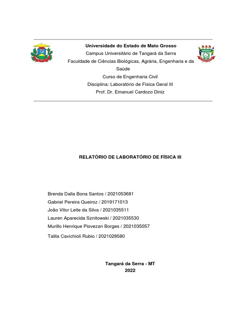 Relatório 1 física geral III | PDF