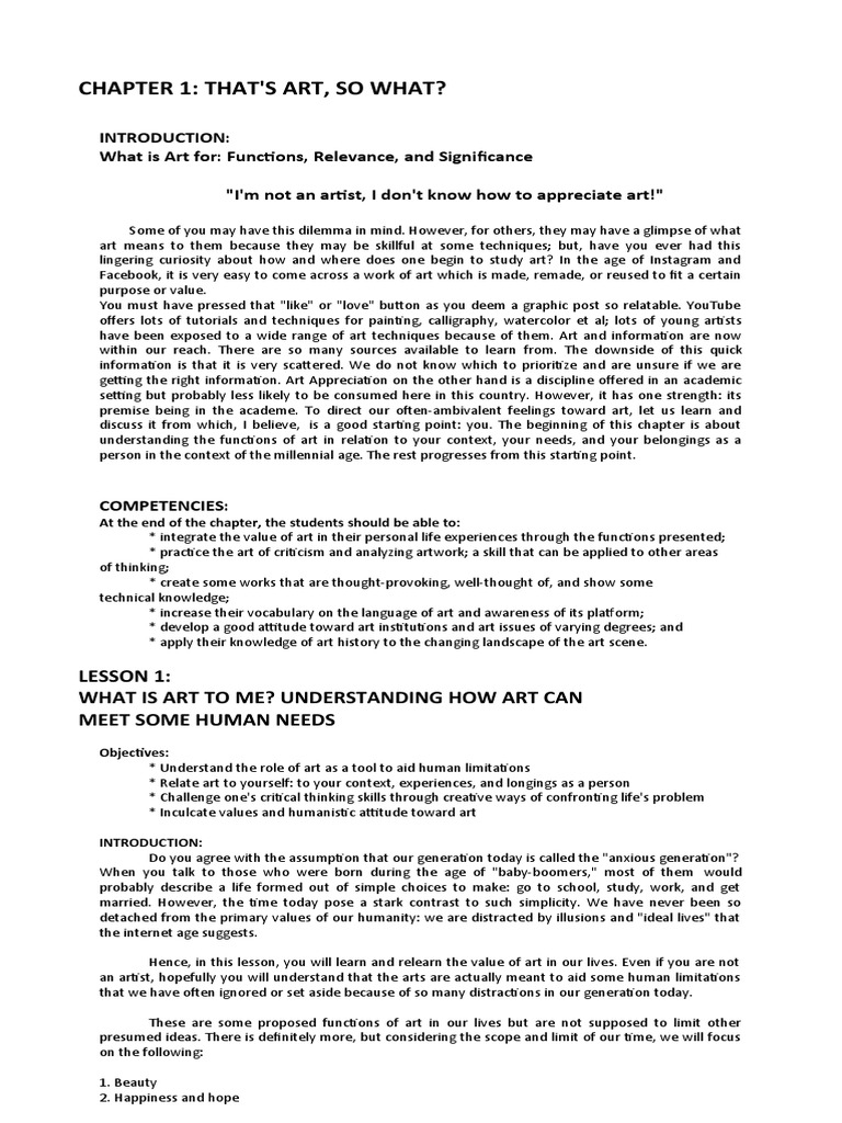 Art Appreciation | PDF | Composition (Visual Arts) | Aesthetics