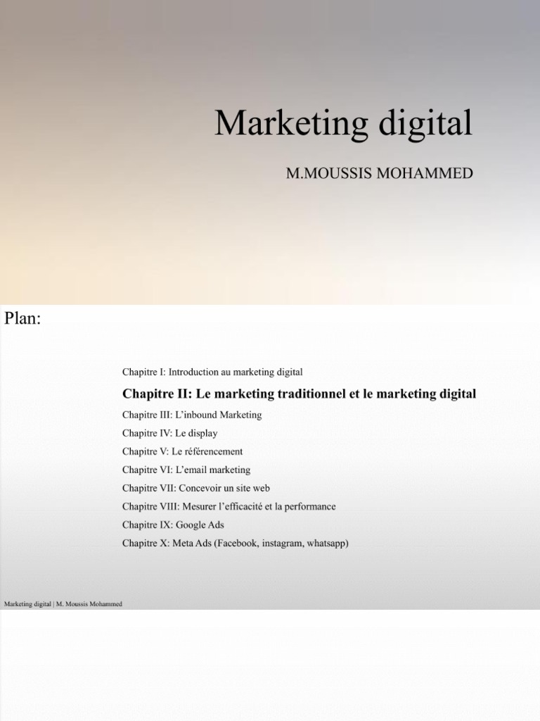 Chapitre 2 Le Marketingtraditionnel Vs Marketing Digital | PDF