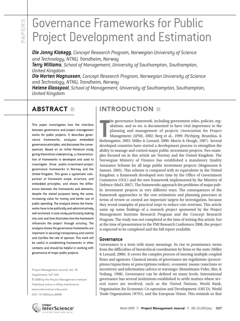 Governance Frameworks in Public Projects | PDF | Governance | Project ...