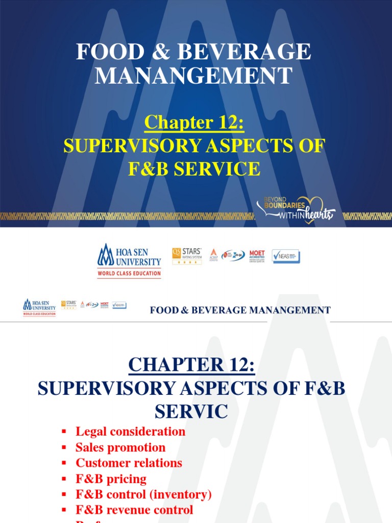 LESSON 5 - Supervisory Aspects of FB Service | PDF | Pricing | Cost Of ...