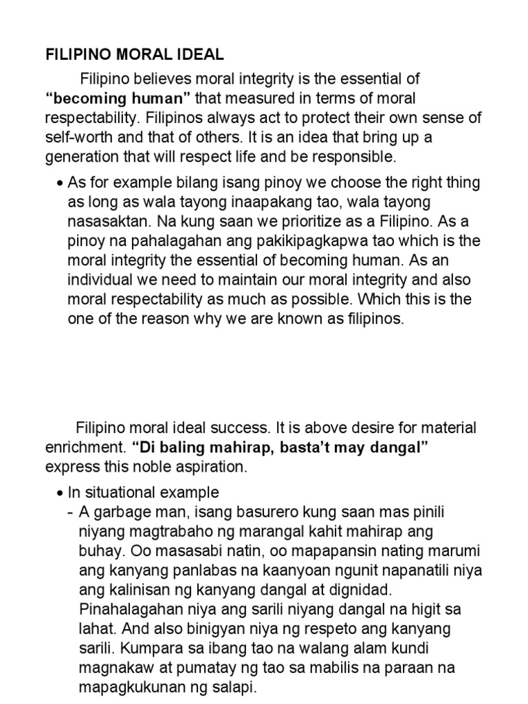 Filipino Moral Ideal | PDF