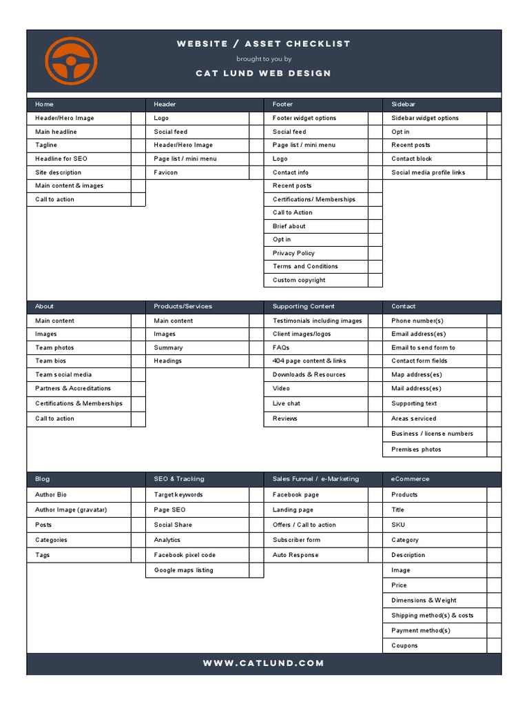 Cat Lund Website Checklist | PDF | Search Engine Optimization | Facebook