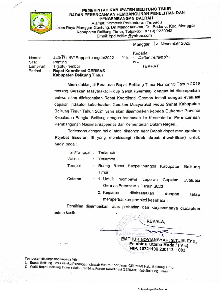 Undangan Rakor Germas | PDF