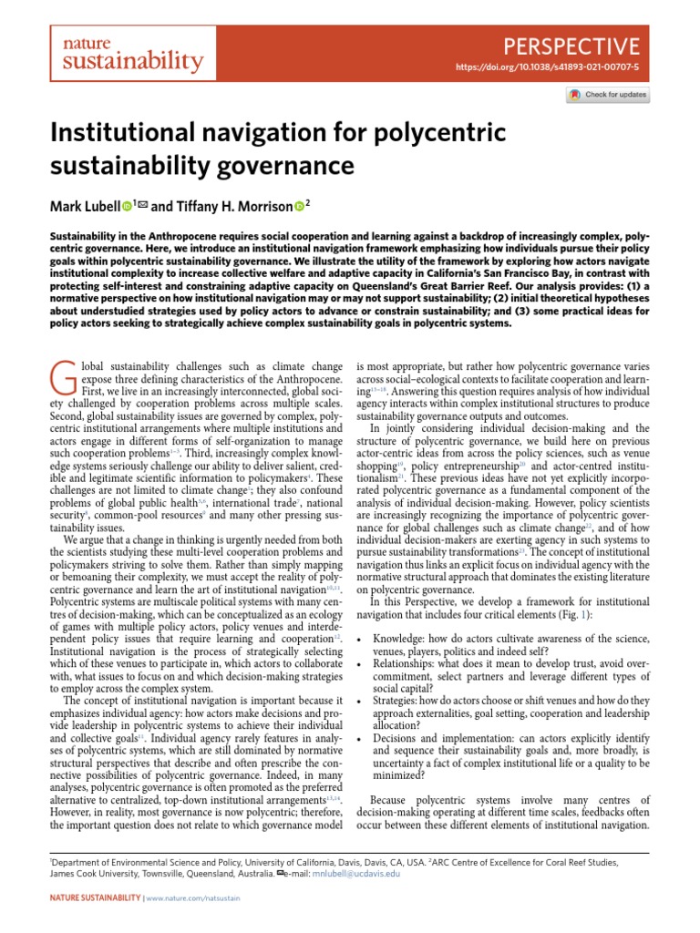 Lubell y Morrison - 2021 - Institutional Navigation For Polycentric ...