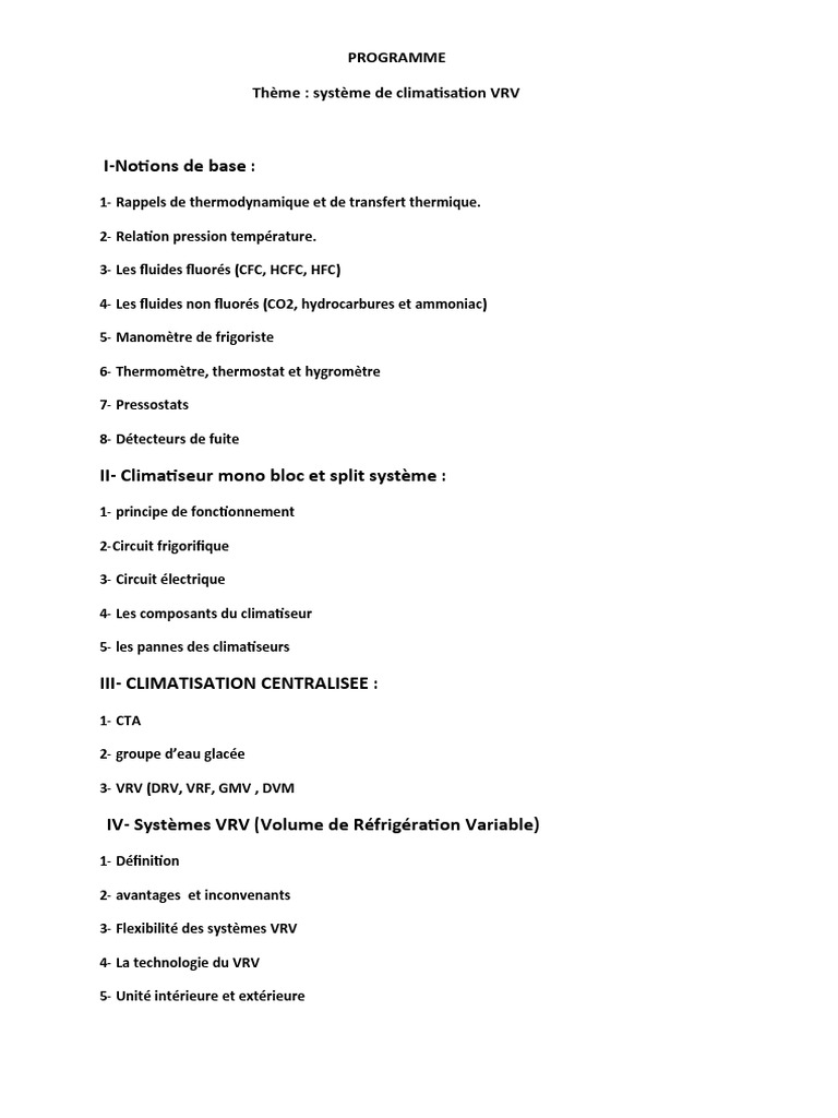 Système de Climatisation VRV : Guide Complet | PDF