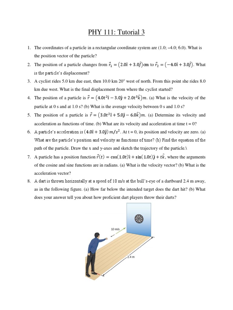 PHY 111 Tutorial 3 | PDF | Acceleration | Applied And Interdisciplinary Physics