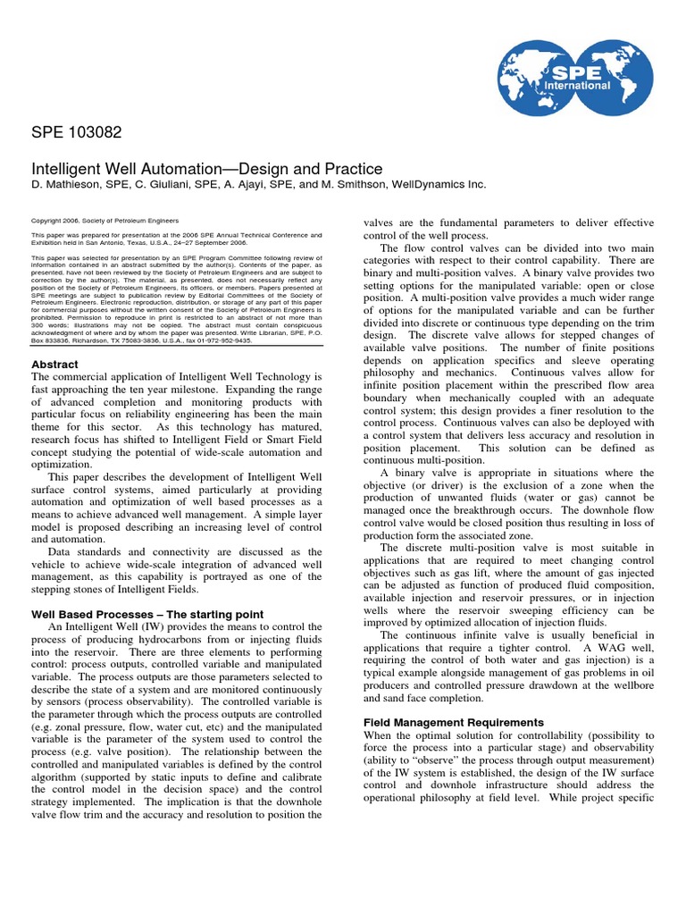 Intelligent Well Automation-Design and Practice | PDF | Automation | Computer Network