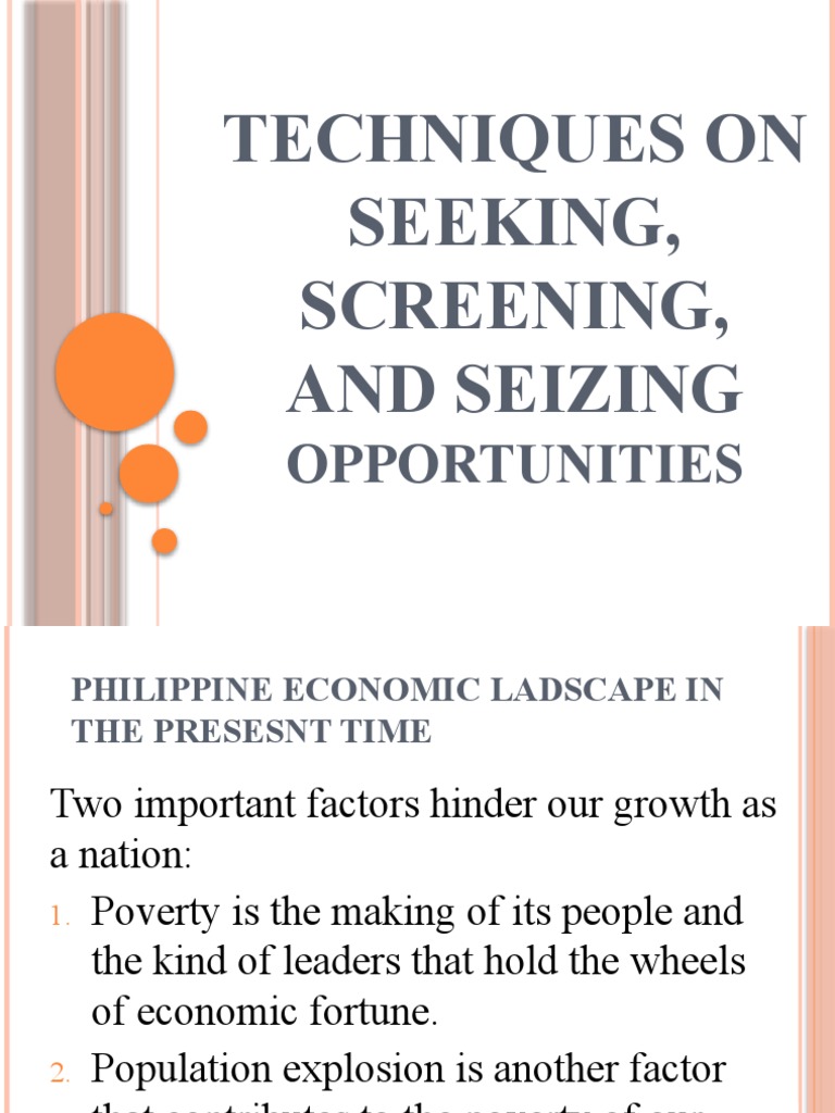 Entrep 8 Techniques On Seeking, Screening, and Seizing Opportunities | PDF