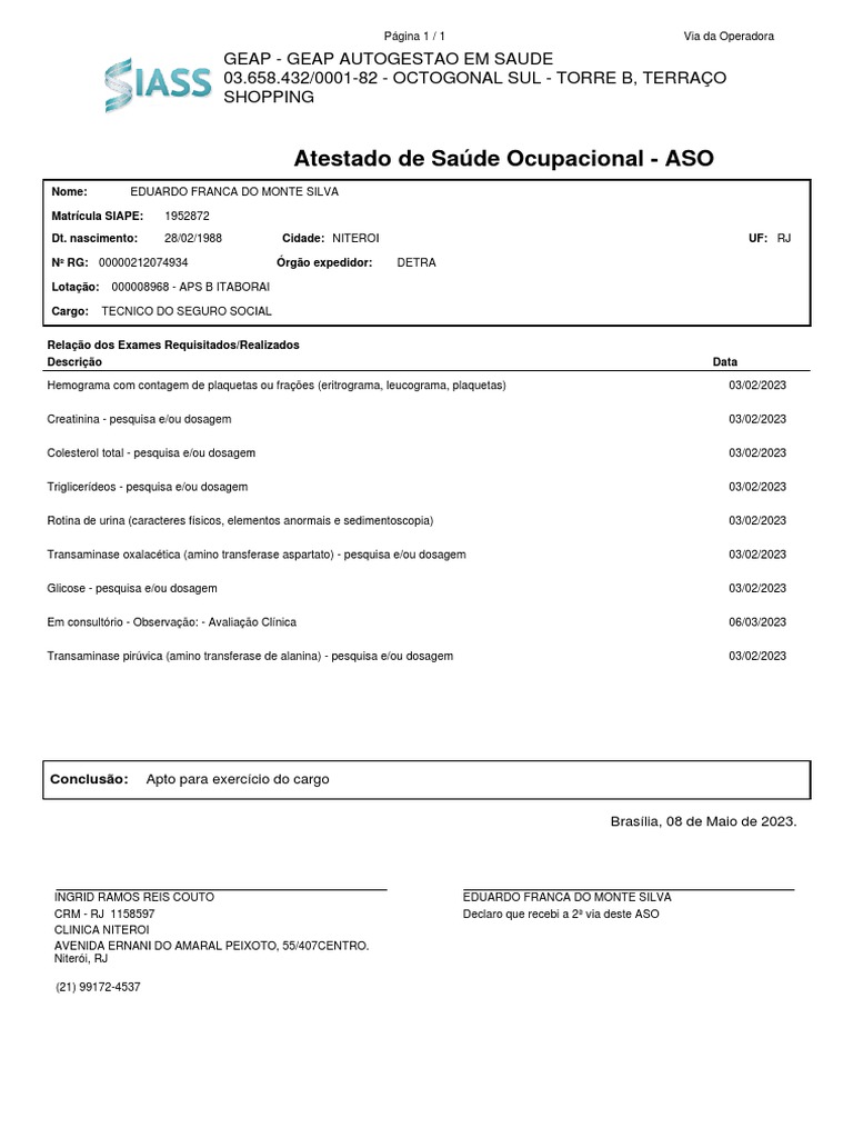 Aso | PDF | Exames médicos | Patologia