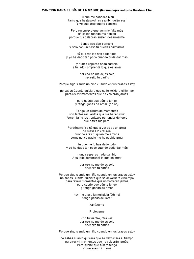 Canción Para El Dia De La Madre Pdf