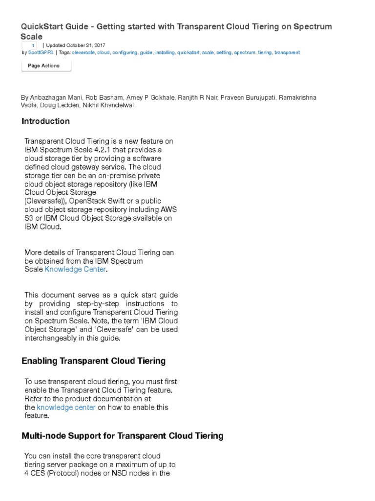 IBM Spectrum Scale Wiki - QuickStart Guide - Getting Started With Transparent Cloud Tiering On ...