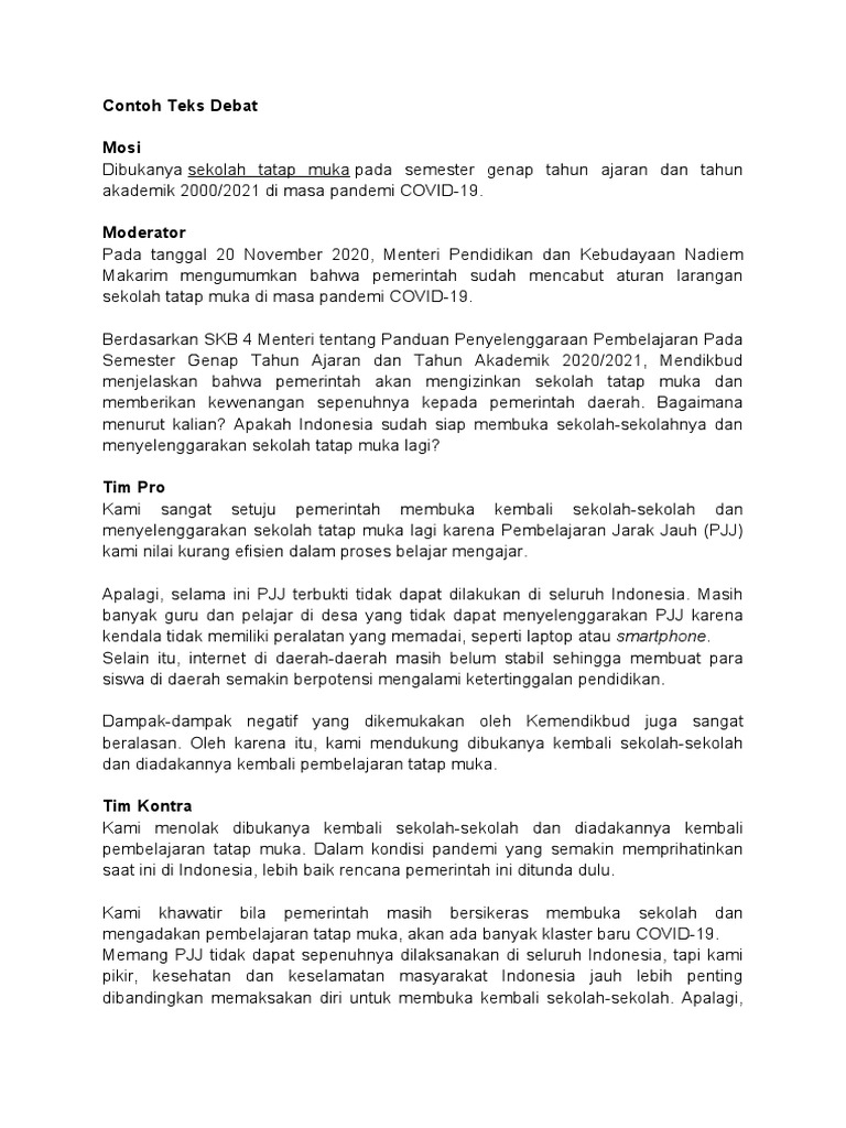 Contoh Teks Debat | PDF