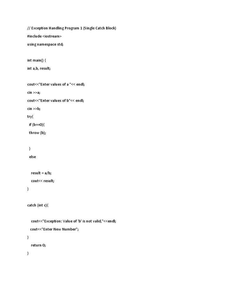 Exception Handling Program Pdf 