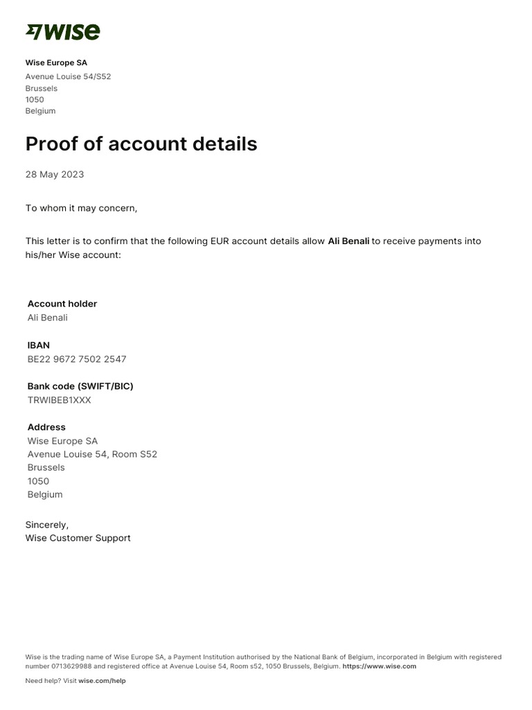 Account Details Proof Eur | PDF