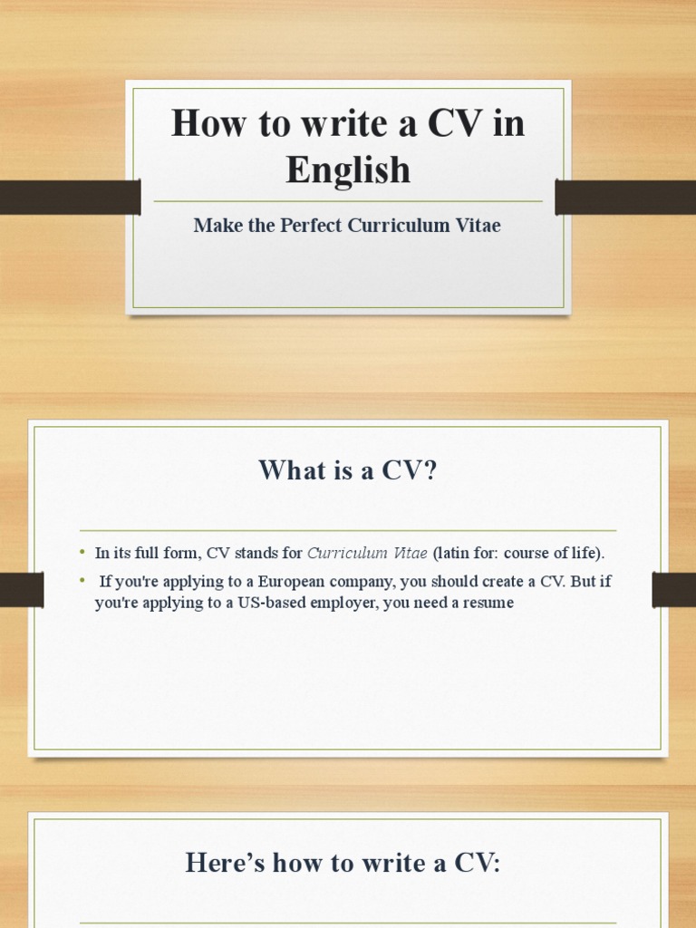 How To Write A CV in English | PDF | Résumé | Linguistics
