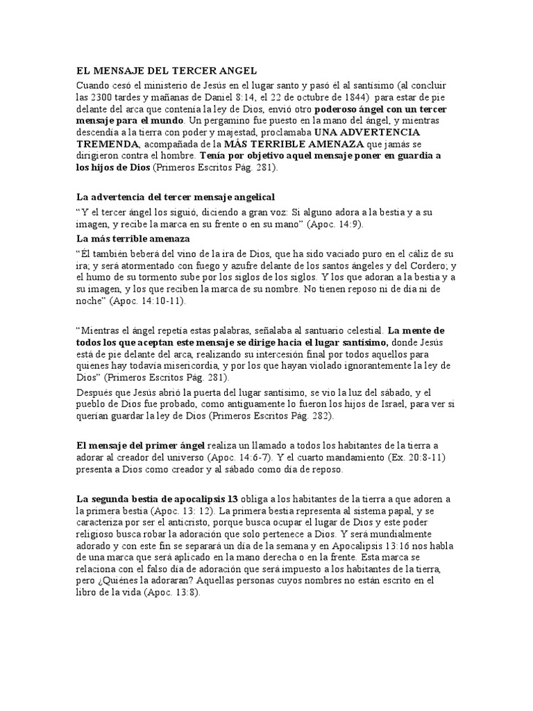 El Mensaje Del Tercer Angel | PDF | Libro de revelación | Creencia ...