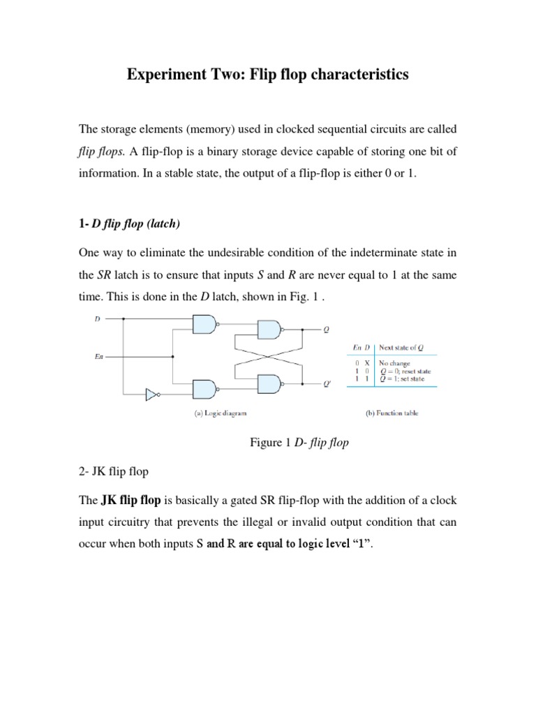 DSD Lab Sheet - Experiment Two Flip Flop Characteristics | PDF
