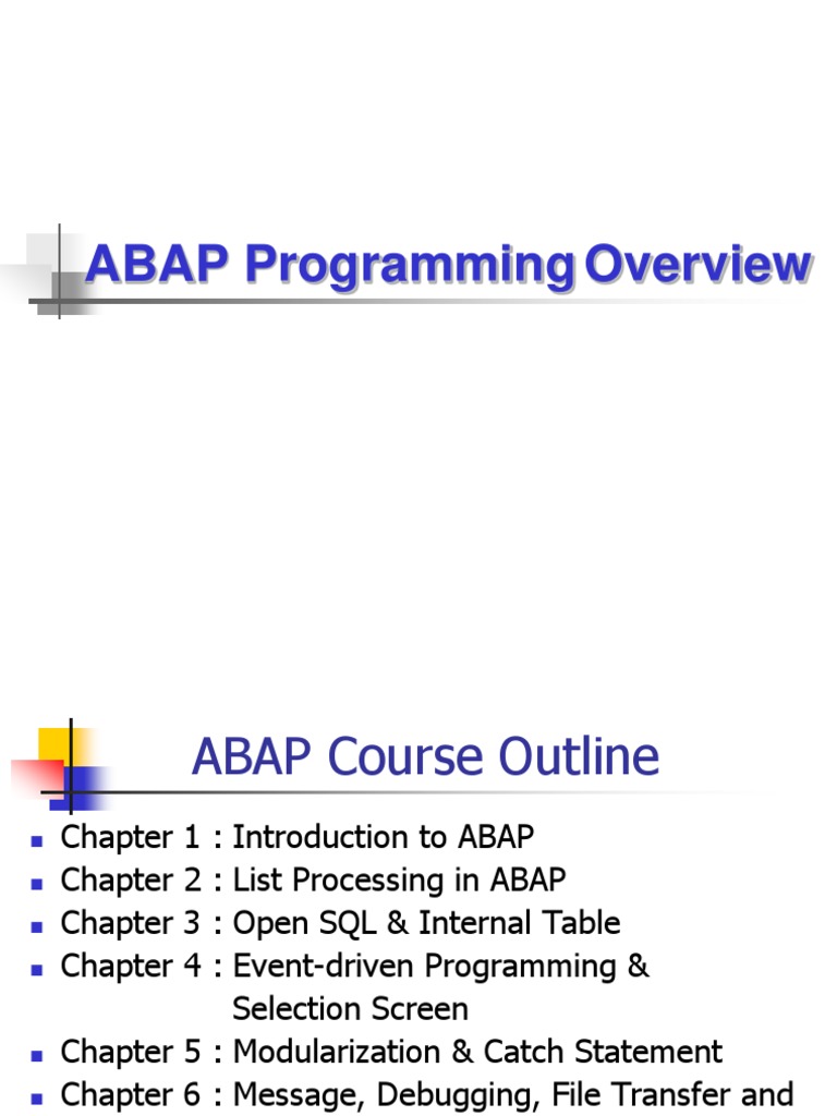 ABAP Programming Overview | PDF