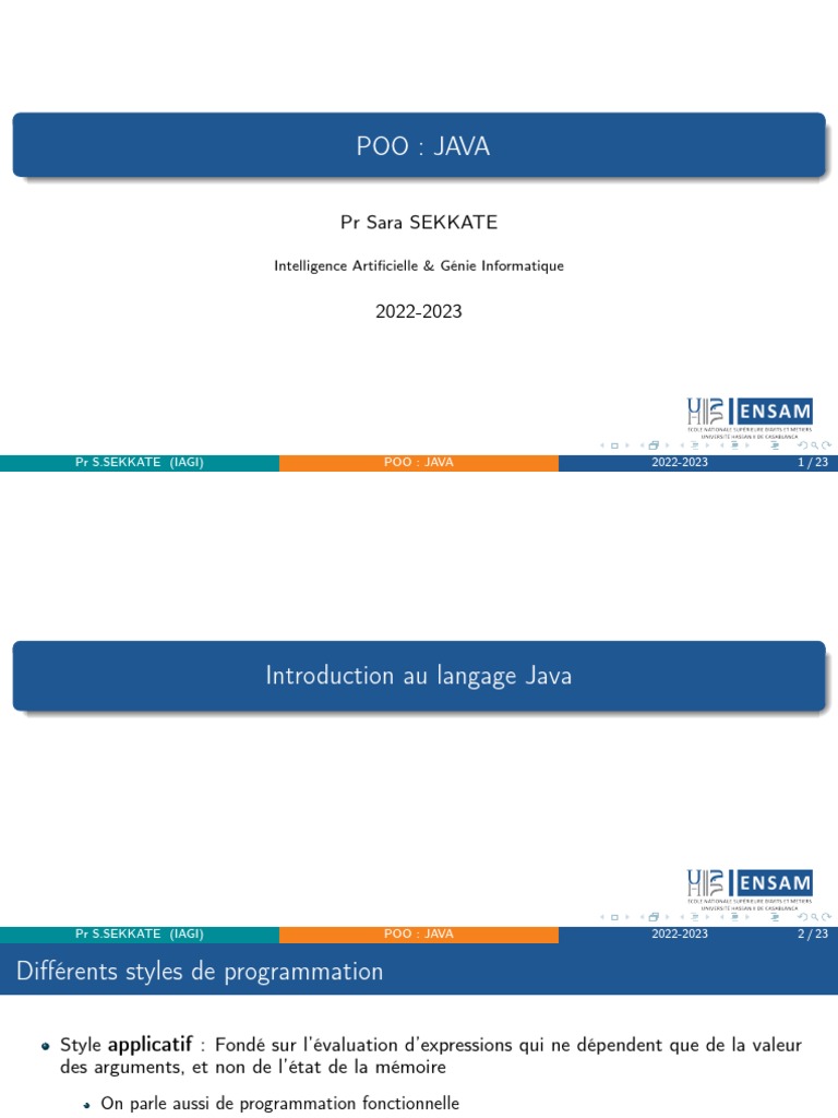 Introduction à la POO en Java | PDF | Classe (informatique) | Compilateur
