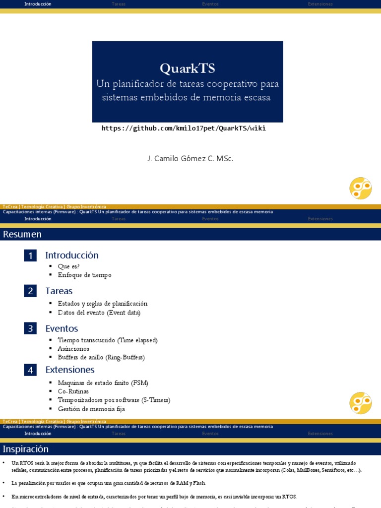 QuarkTS - Planificador de Tareas Cooperativo | PDF | Programación (Computación) | Sistema Integrado