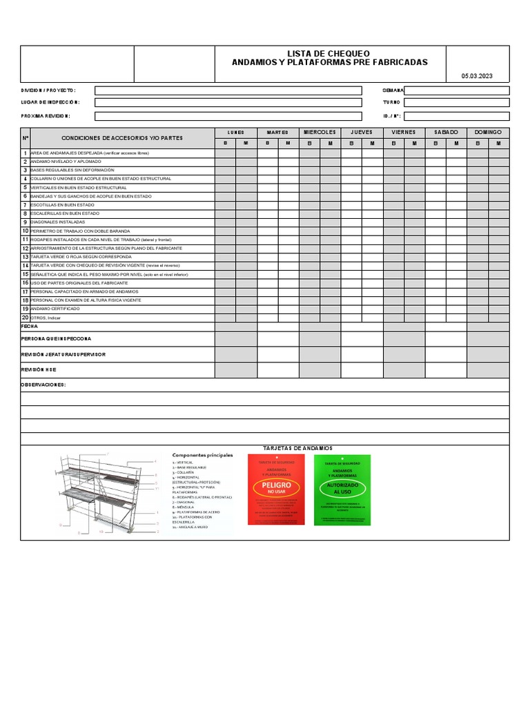 Check List Andamios | PDF