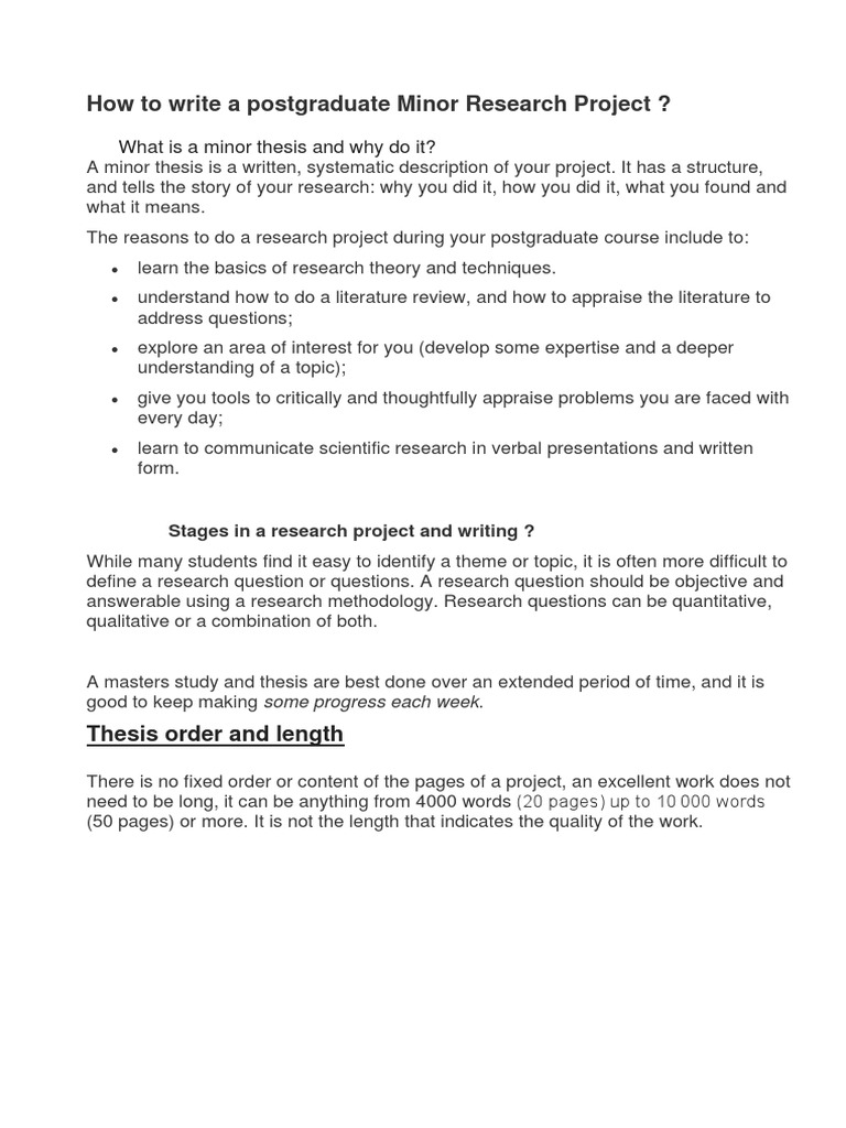 How To Write A Postgraduate Minor Research Project | PDF | Thesis ...