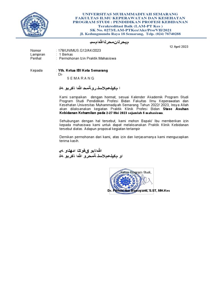 Rev.2-PROPOSAL Stase Askeb Kehamilan Semarang | PDF