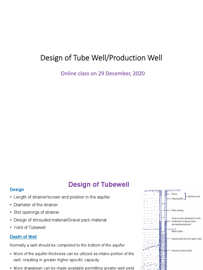 Design of Tubewell | PDF | Aquifer | Sand