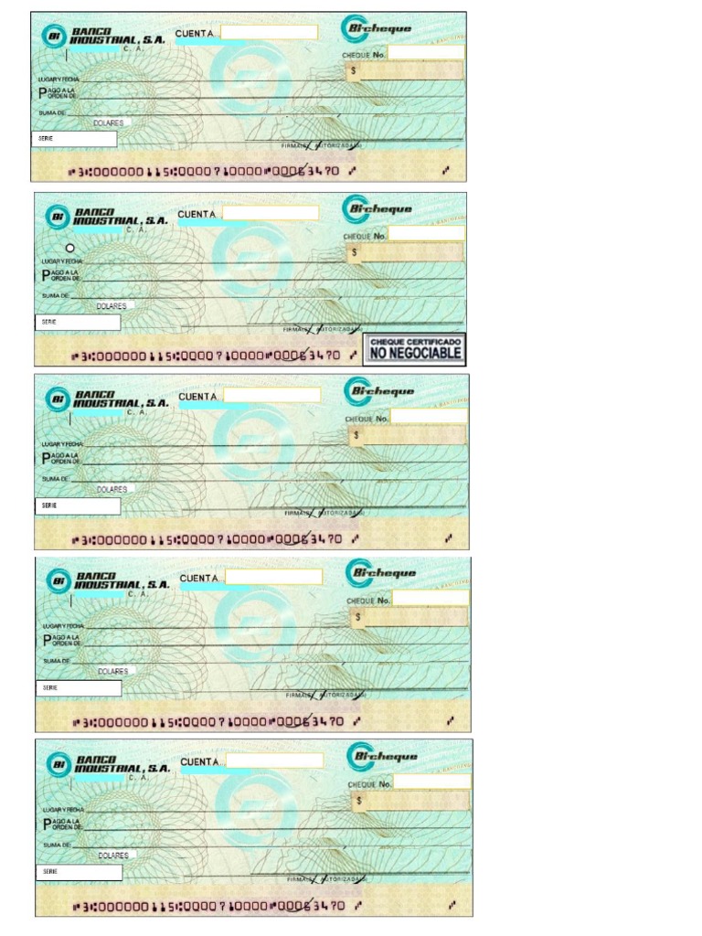 Formatos de Cheques para Tarea | PDF