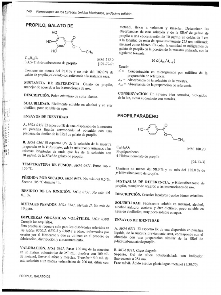 Monografía Propilparabeno | PDF