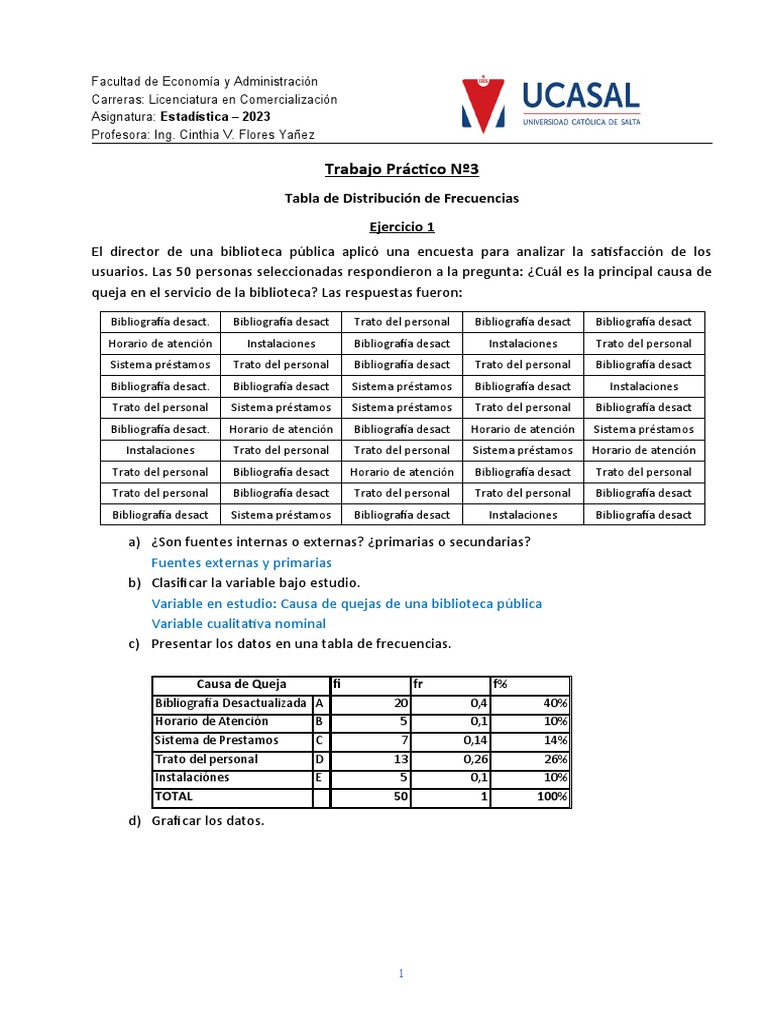 TP3 - Tabla de Distribucion de Frecuencia | PDF | Método científico | Probabilidades y estadísticas