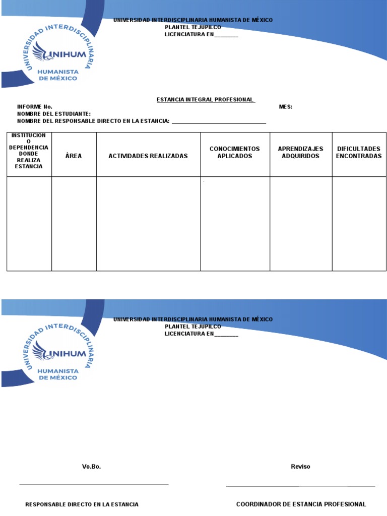 Reporte Mensual Unihum | PDF