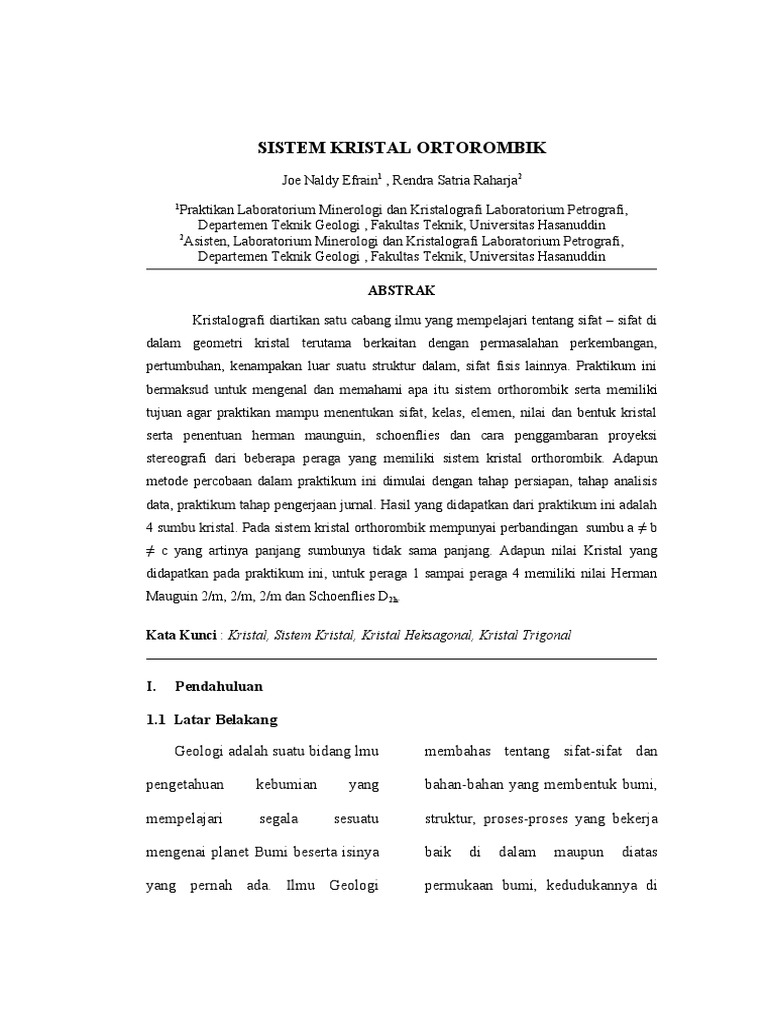 Pengenalan Sistem Kristal Ortorombik | PDF