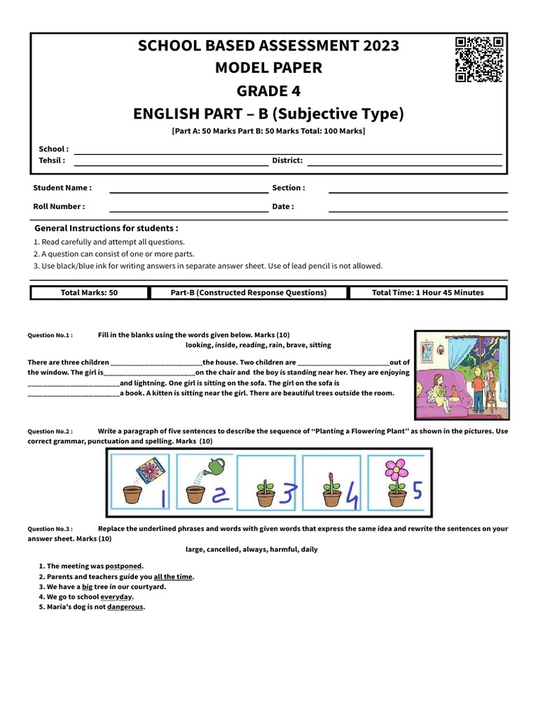Grade 4 Model Papers | PDF