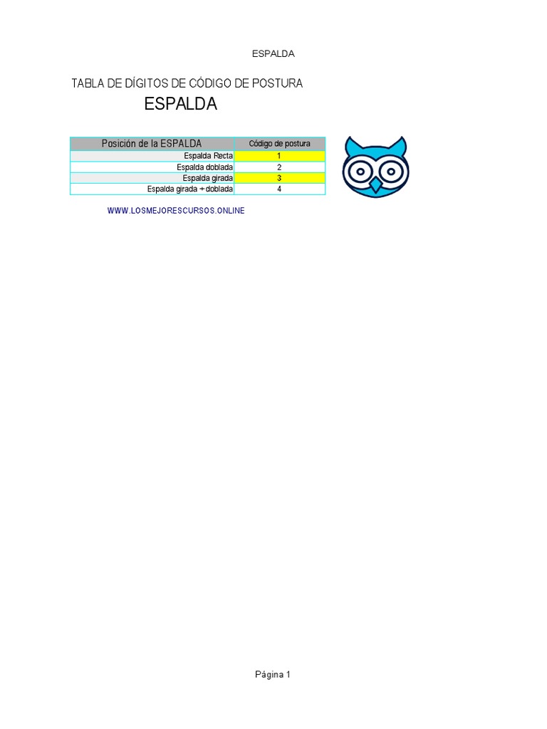 Metodo Owas Tablas Excel | PDF