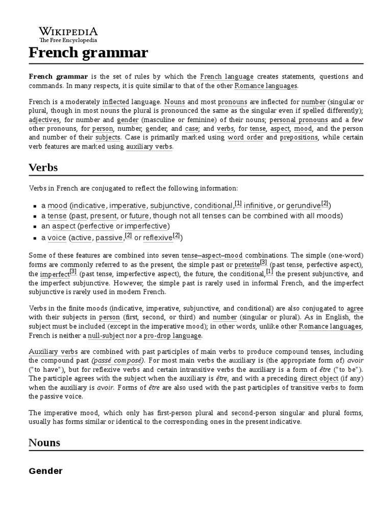 French Grammar | PDF | Grammatical Gender | Grammatical Tense