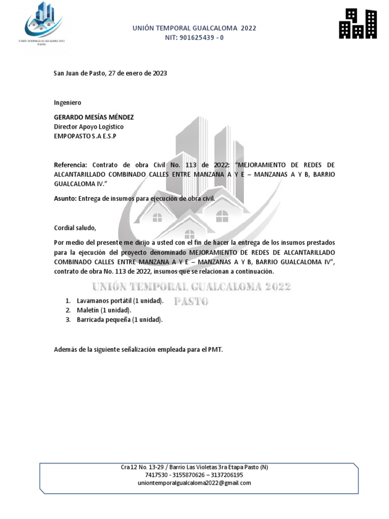 Oficio de Entrega | PDF