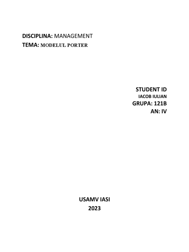 Referat Modelul Porter | PDF